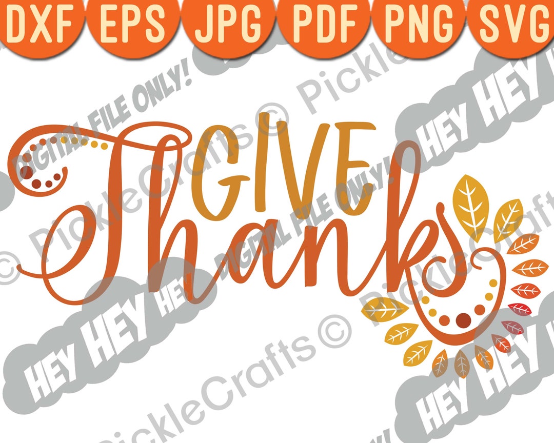 Thanksgiving Give Thanks Hand Lettering Plate Design SVG PNG Digital ...
