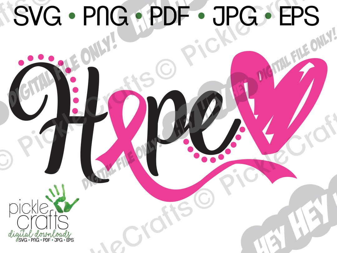 Breast Cancer Hope Survivor Ribbon Cancer Awareness SVG PNG Digital Cut ...