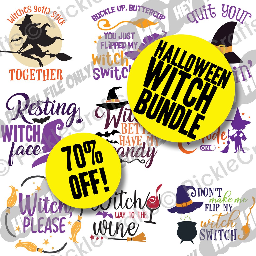 Halloween Witch Bundle Package Witch Hat Funny SVG PNG Digital Cut File ...