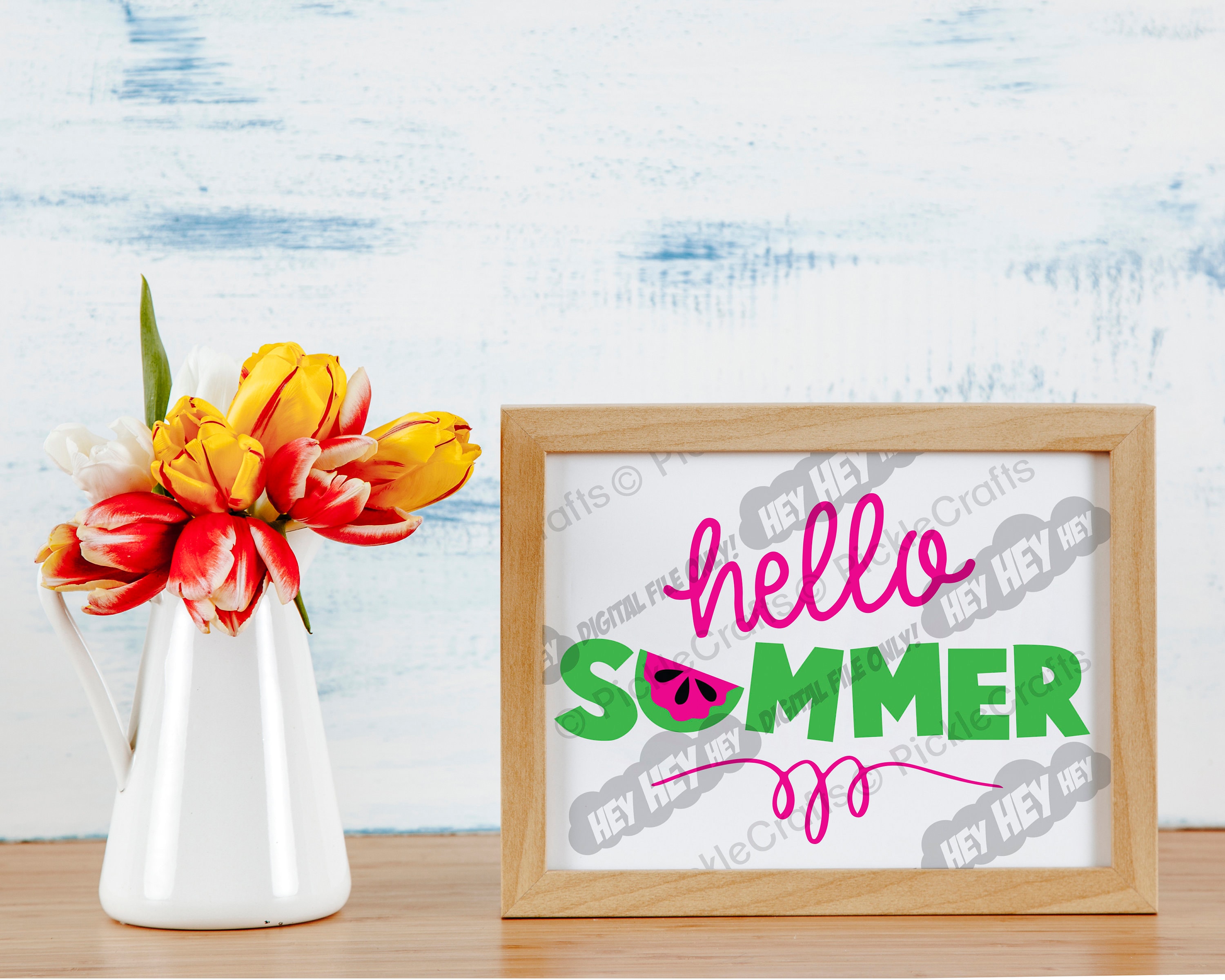 Hello Summer Watermelon Welcome Sign Hand Letter SVG PNG Digital Cut ...