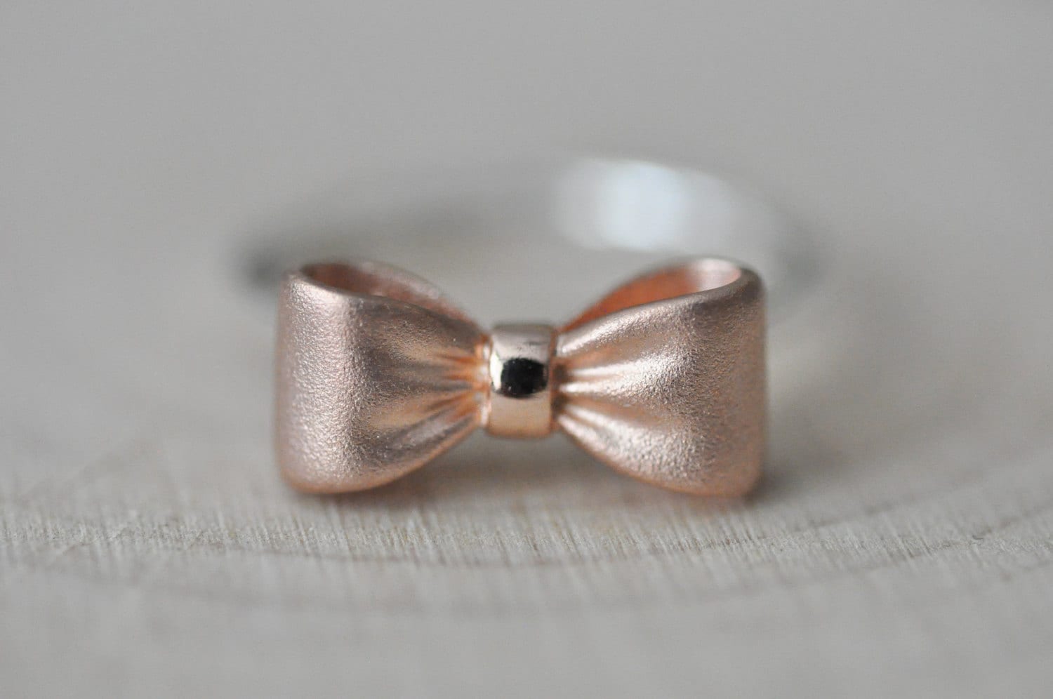 Sterling Silver Matte Rose Gold Two Tone Bow Ring Sterling - Etsy
