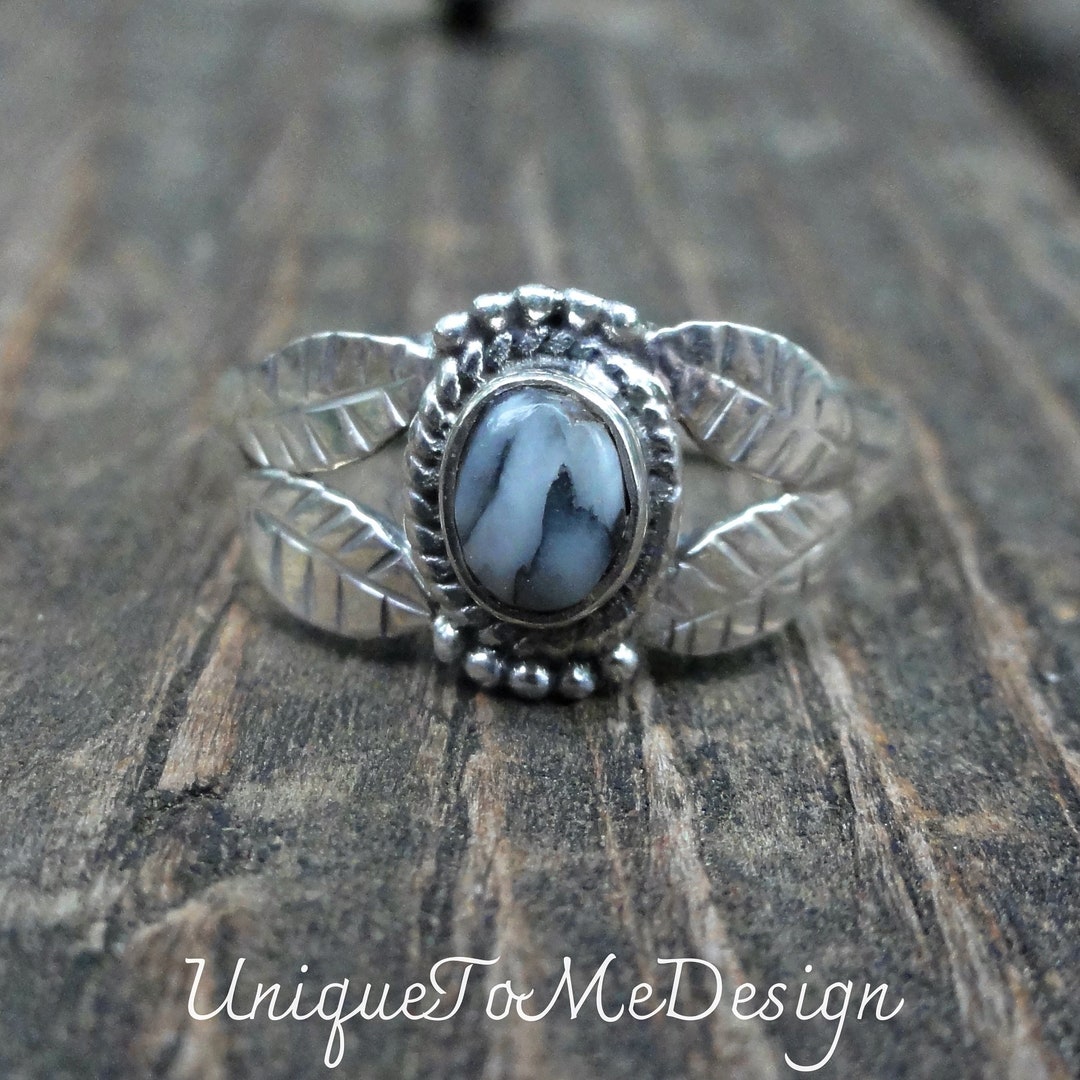 925 - Pinolith Ring Size 7.5, Sterling Sliver, Handmade Natural Stone ...