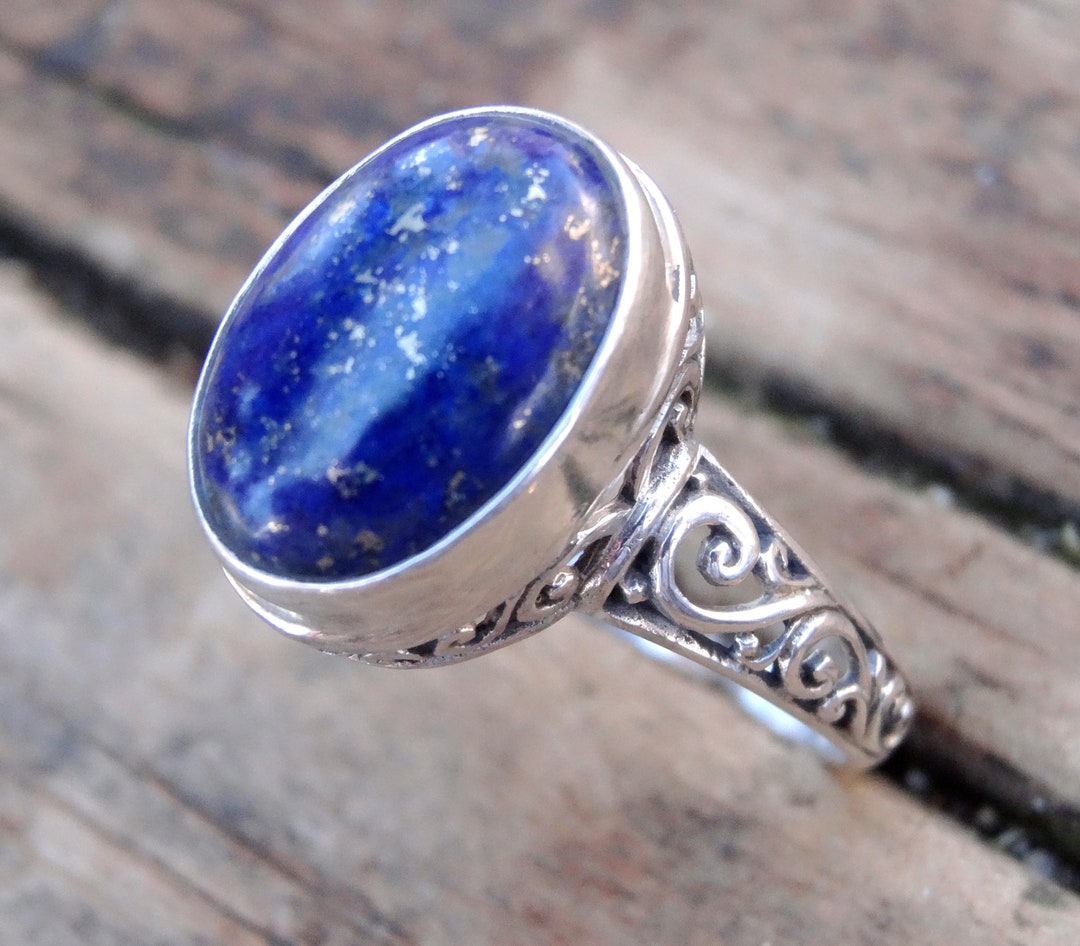 925 ALL Sizes Blue Lapis Lazuli Rings, 6ctw, Handmade Sterling Silver ...