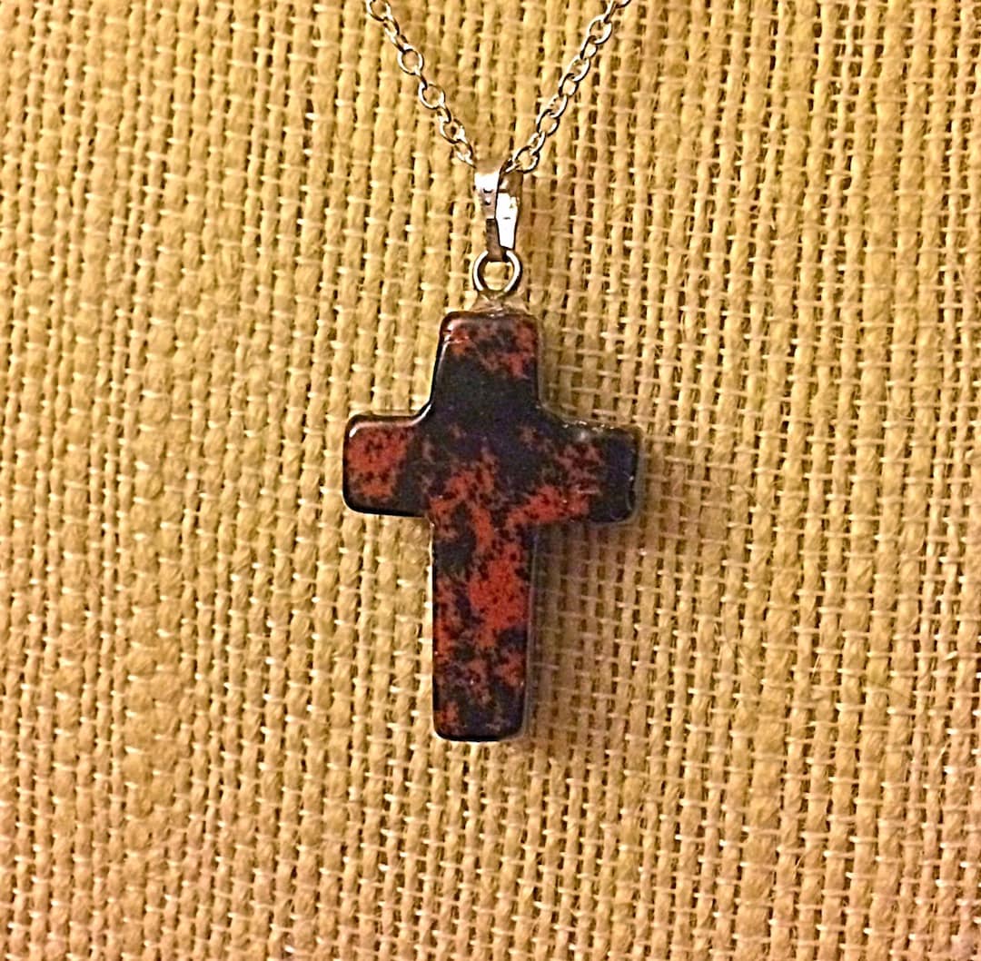 Handmade Mahogany Obsidian Cross Pendant – Sterling Silver Necklace - Etsy