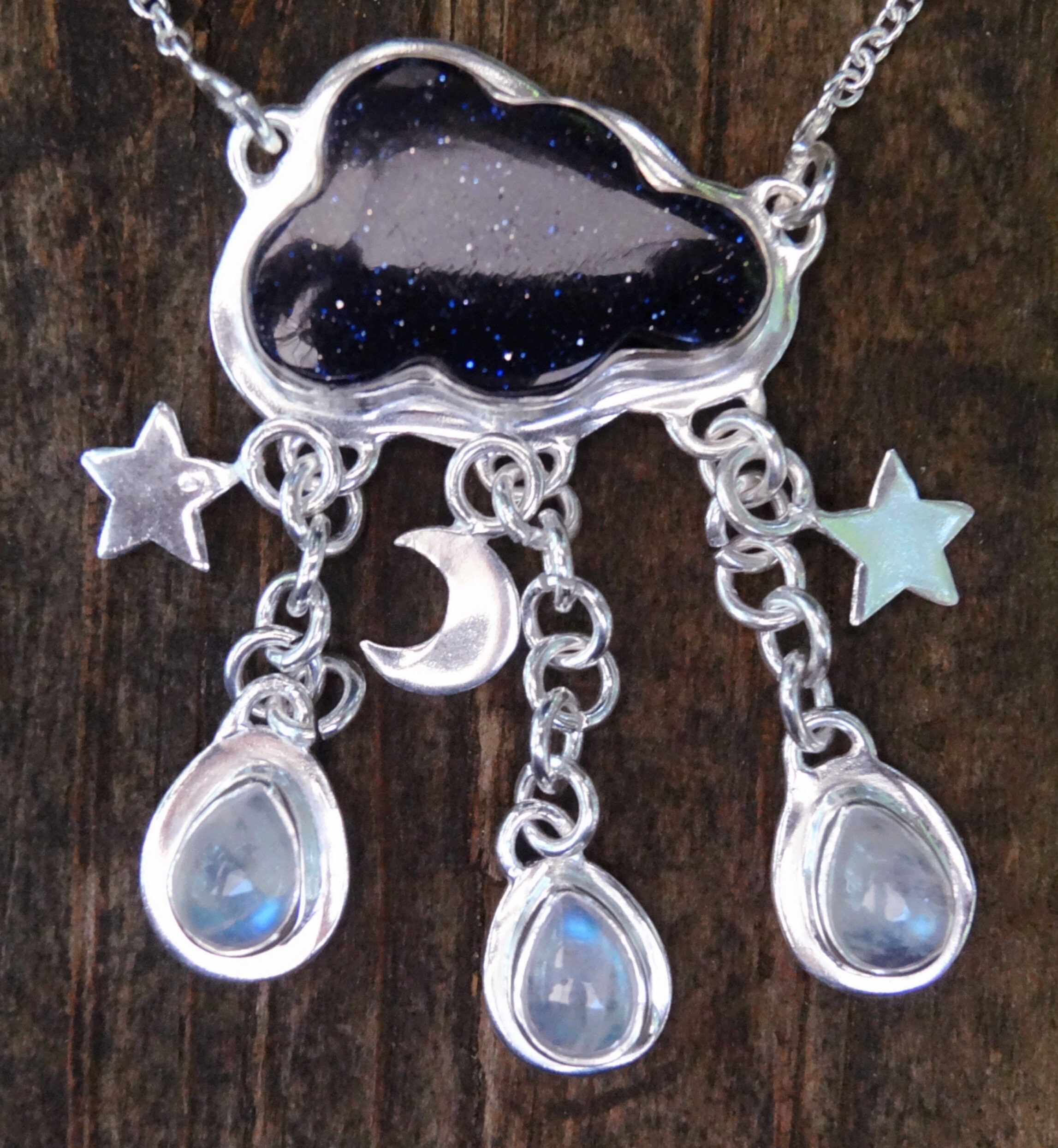 925 Rain Cloud Necklace Rainbow Moonstone You PICK | Etsy