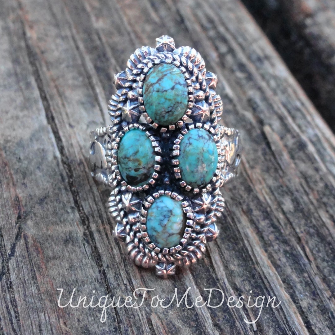 925 - OOAK Turquoise Gemstone Ring Size 5, Sterling Silver, Natural ...