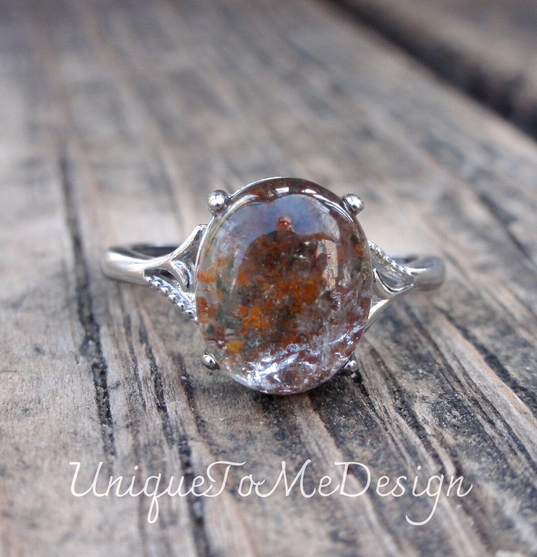 925 - Lodolite Garden Quartz Adjustable Ring, Sterling Silver, Scenic ...