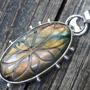 925 - Huge Moon Labradorite Necklace, Sterling Silver, Natural Stone ...
