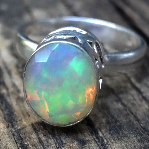 Rainbow Opal Ring - Etsy