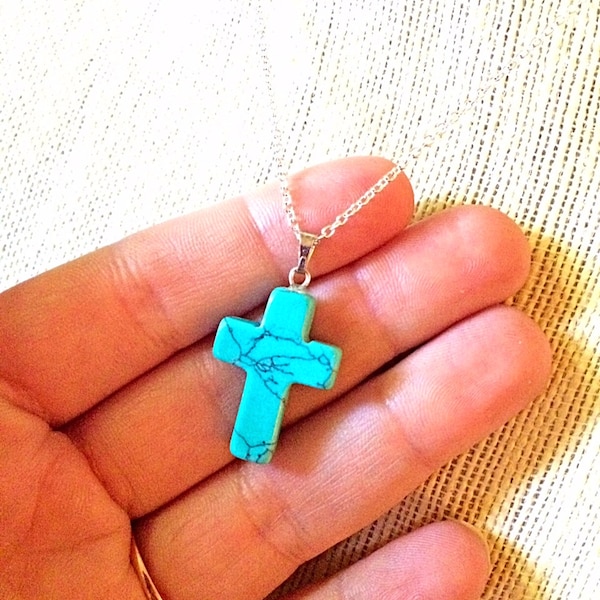 Turquoise Cross Necklace - Etsy