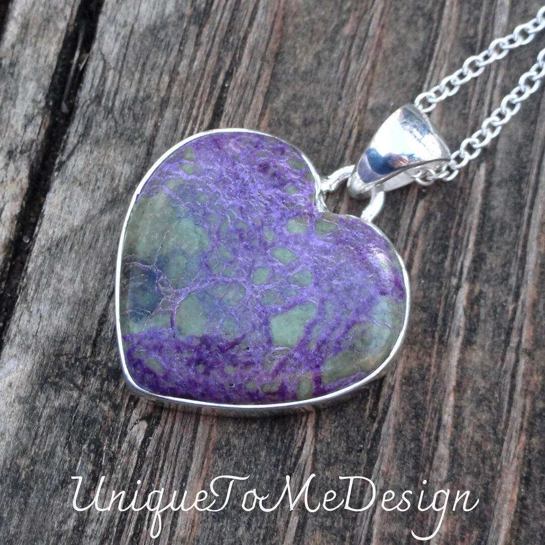 925 - Purple Purpurite Necklace, Sterling Silver, Purple Purpurite ...