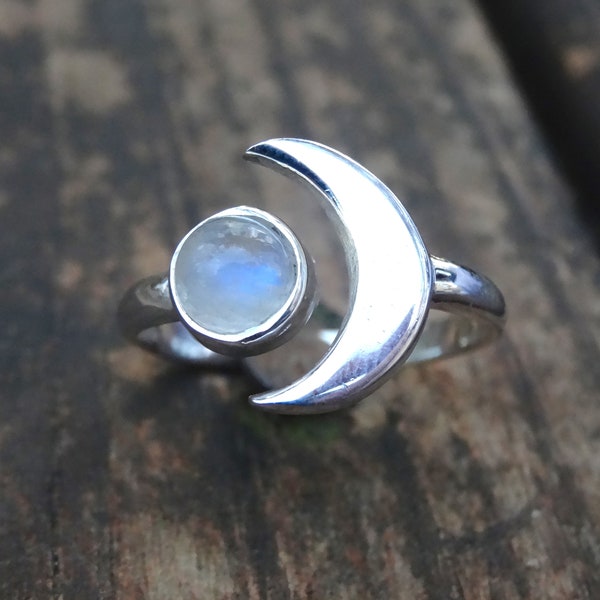 Silver Moon Ring - Etsy