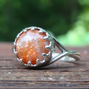 925 - Sunstone Crown Ring, Sterling Silver, Natural Stone, Golden Sunstone Ring, All Sizes ...