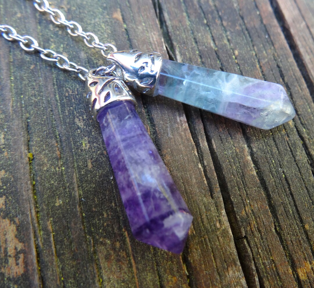 925 Chakra Point Sterling Silver Natural Fluorite Pendant Necklace ...