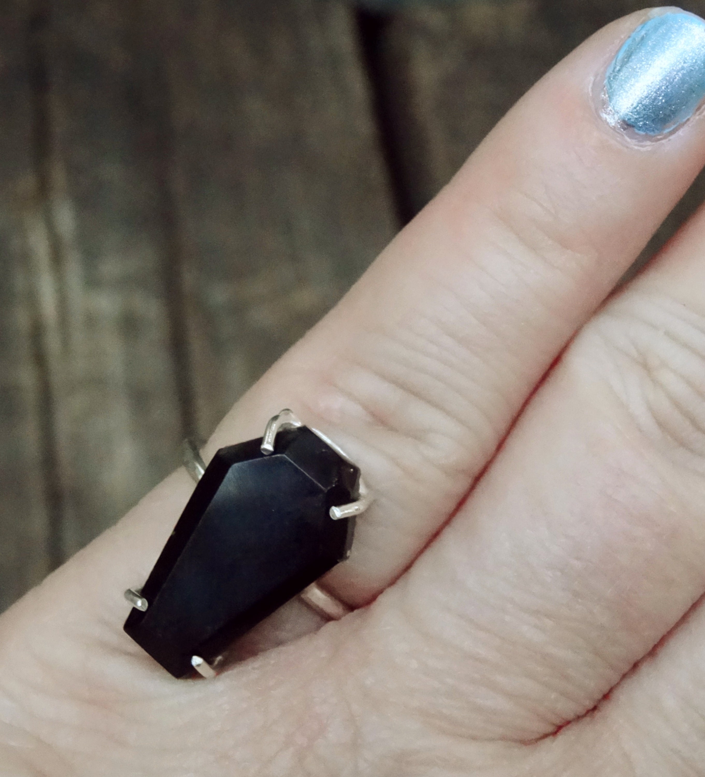 925 Coffin Ring Black Onyx Coffin Stone Rings Sterling - Etsy