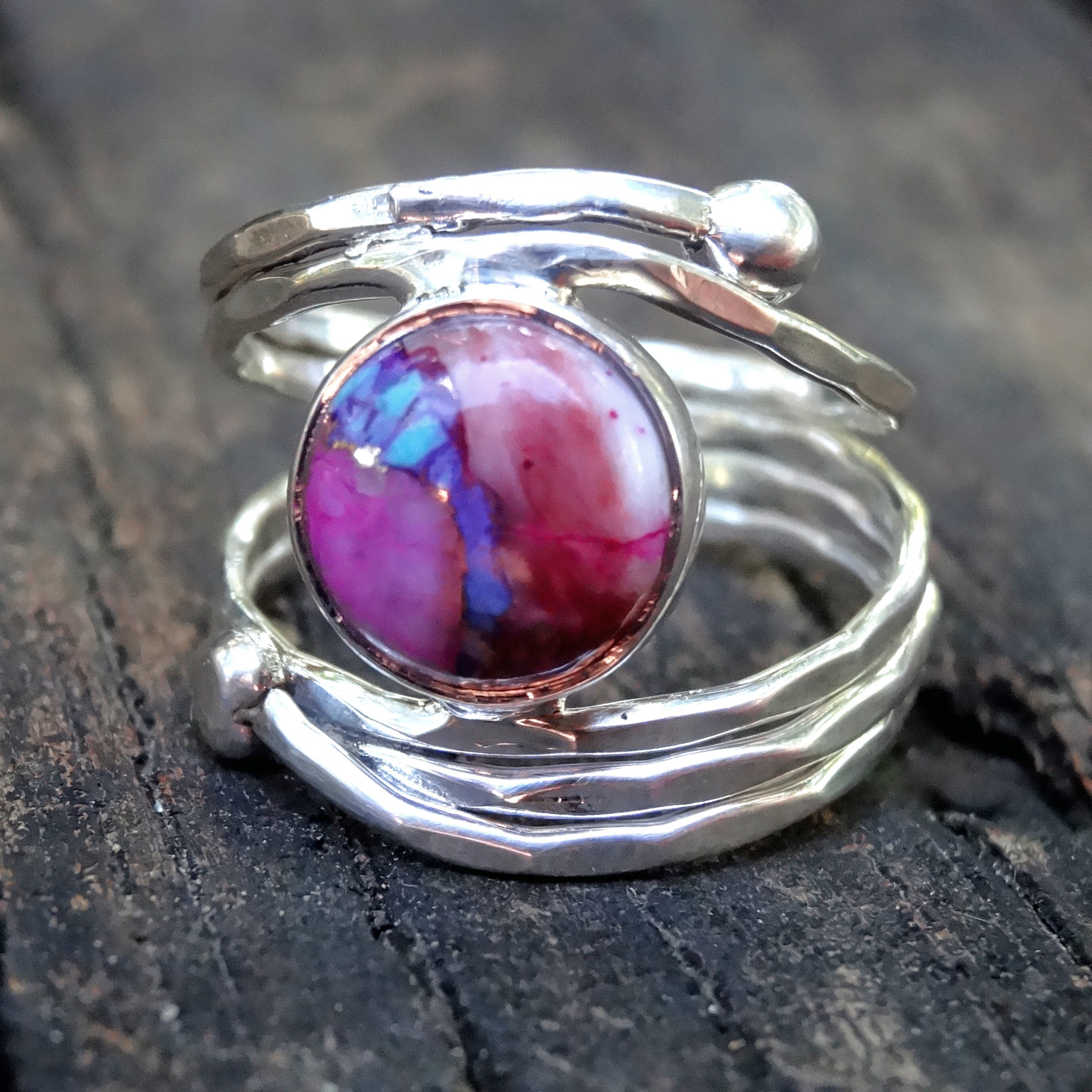 925 Pink Spiny Oyster in Turquoise Ring Size 7.5 Sterling - Etsy