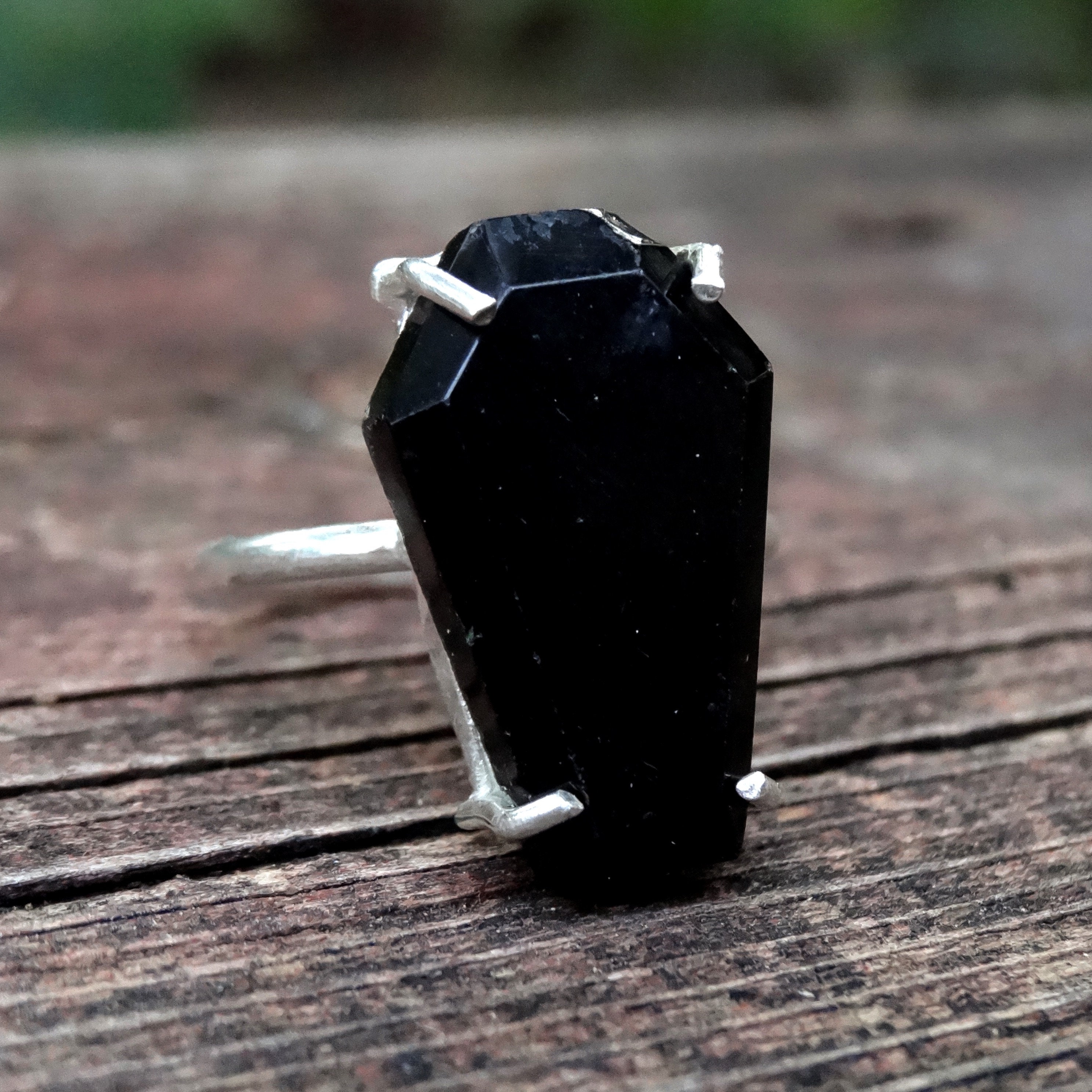 925 Coffin Ring Black Onyx Coffin Stone Rings Sterling - Etsy