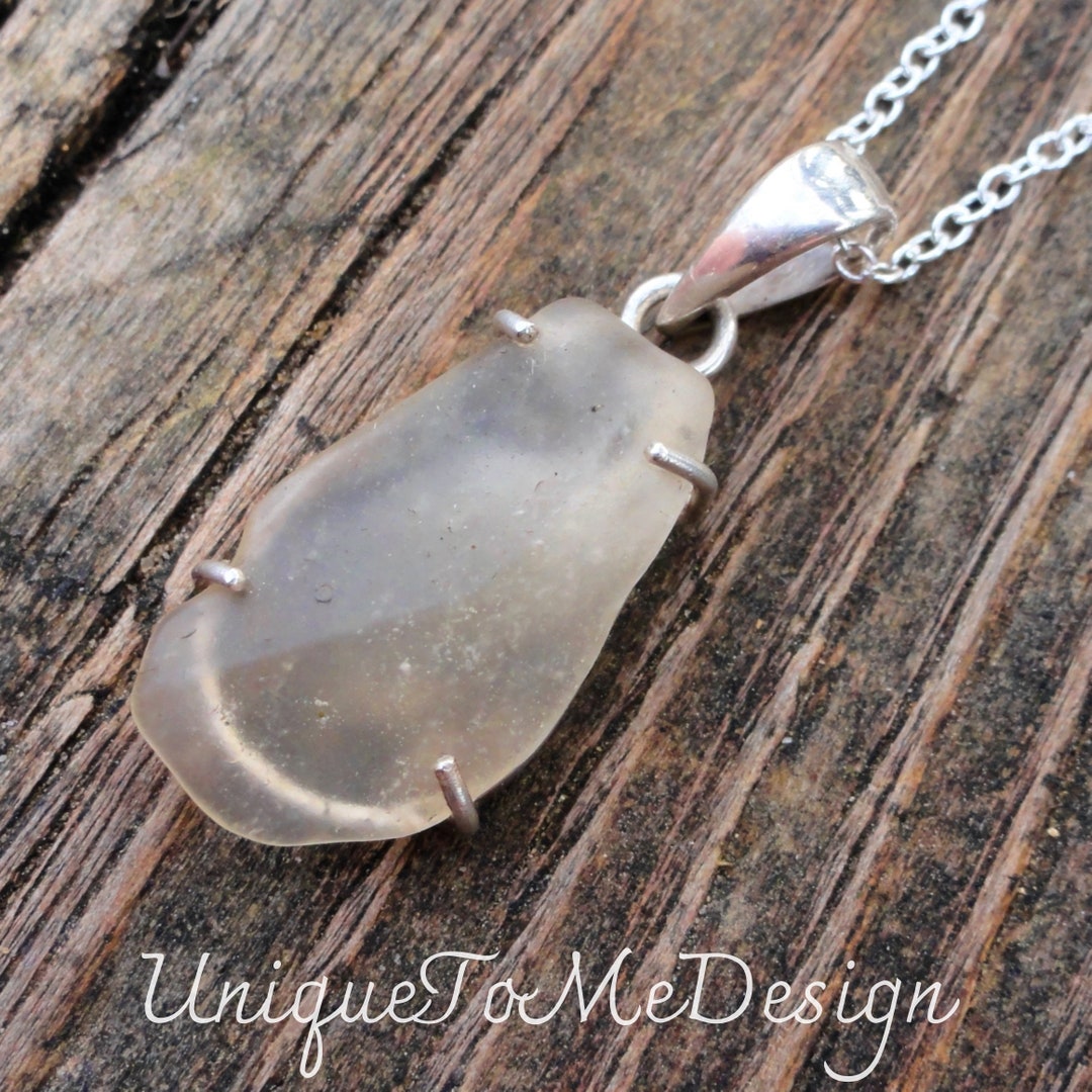 925 - Large Libyan Desert Glass Necklace, Sterling Silver, Genuine Rare ...