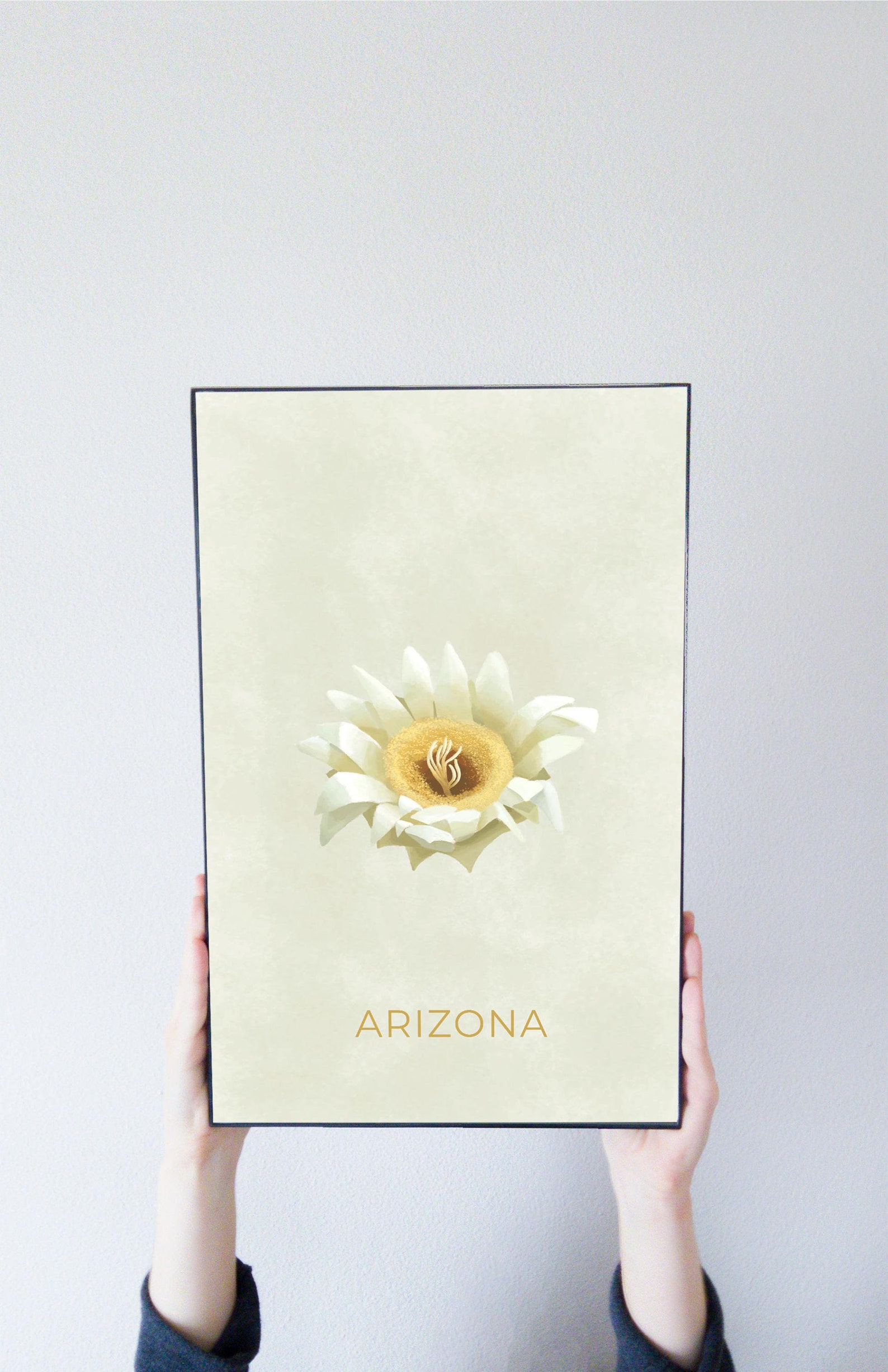 Arizona State Flower Saguaro Cactus Blossom Art Poster Modern Home ...