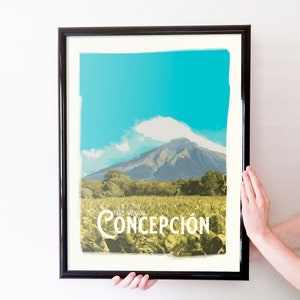 Concepcion Volcano, Ometepe, Nicaragua Retro Travel Art Poster Modern ...