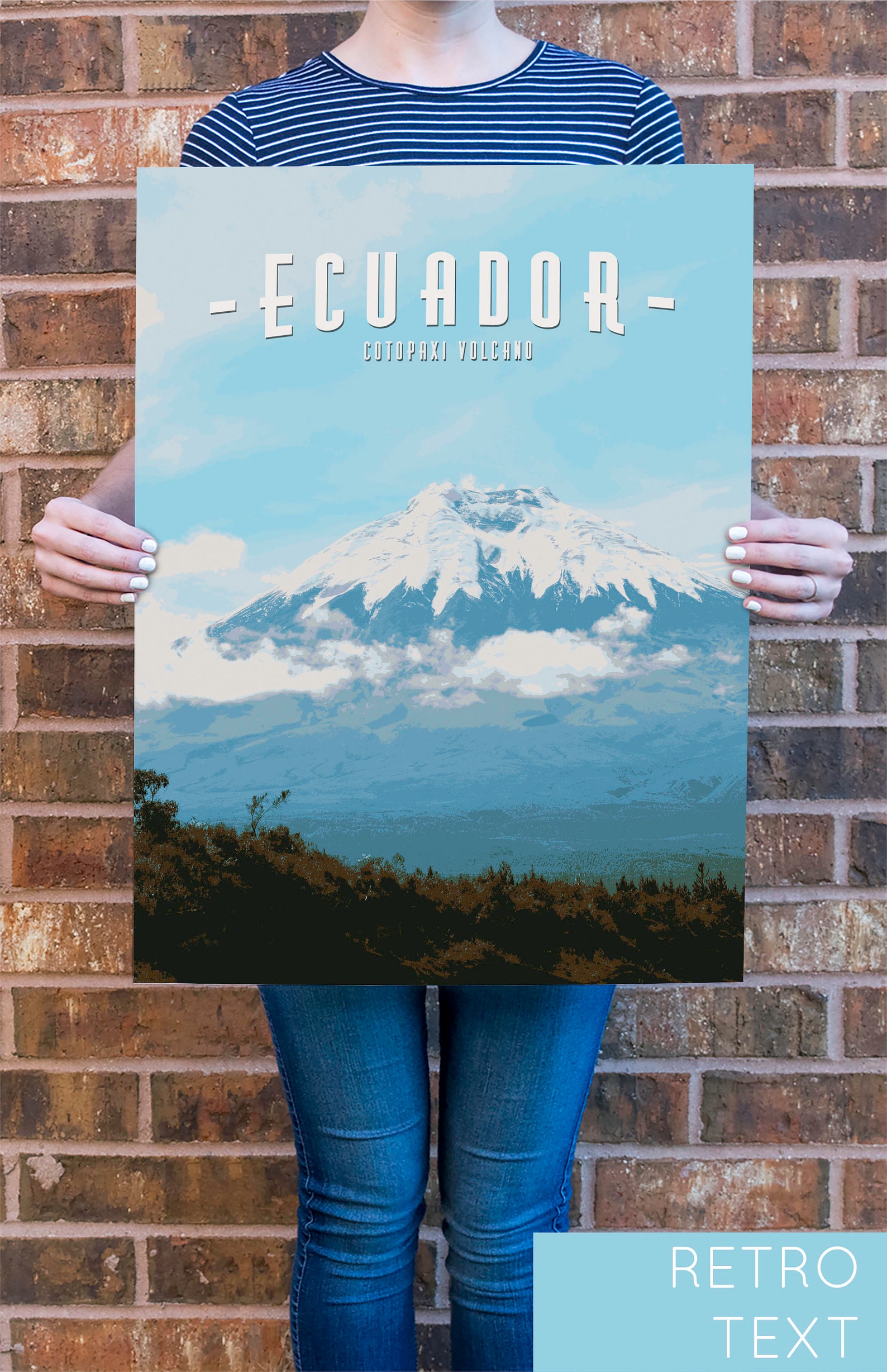 Cotopaxi Volcano Ecuador Retro Travel Art Poster | Etsy