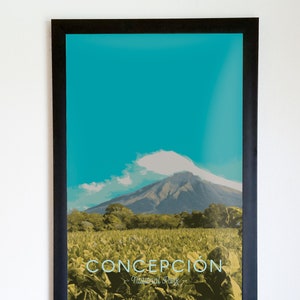 Concepcion Volcano Ometepe Nicaragua Retro Travel Art Poster - Etsy