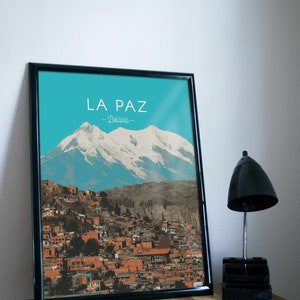 La Paz, Bolivia Retro Travel Art Poster Modern Home Decor 11x17 18x24 ...