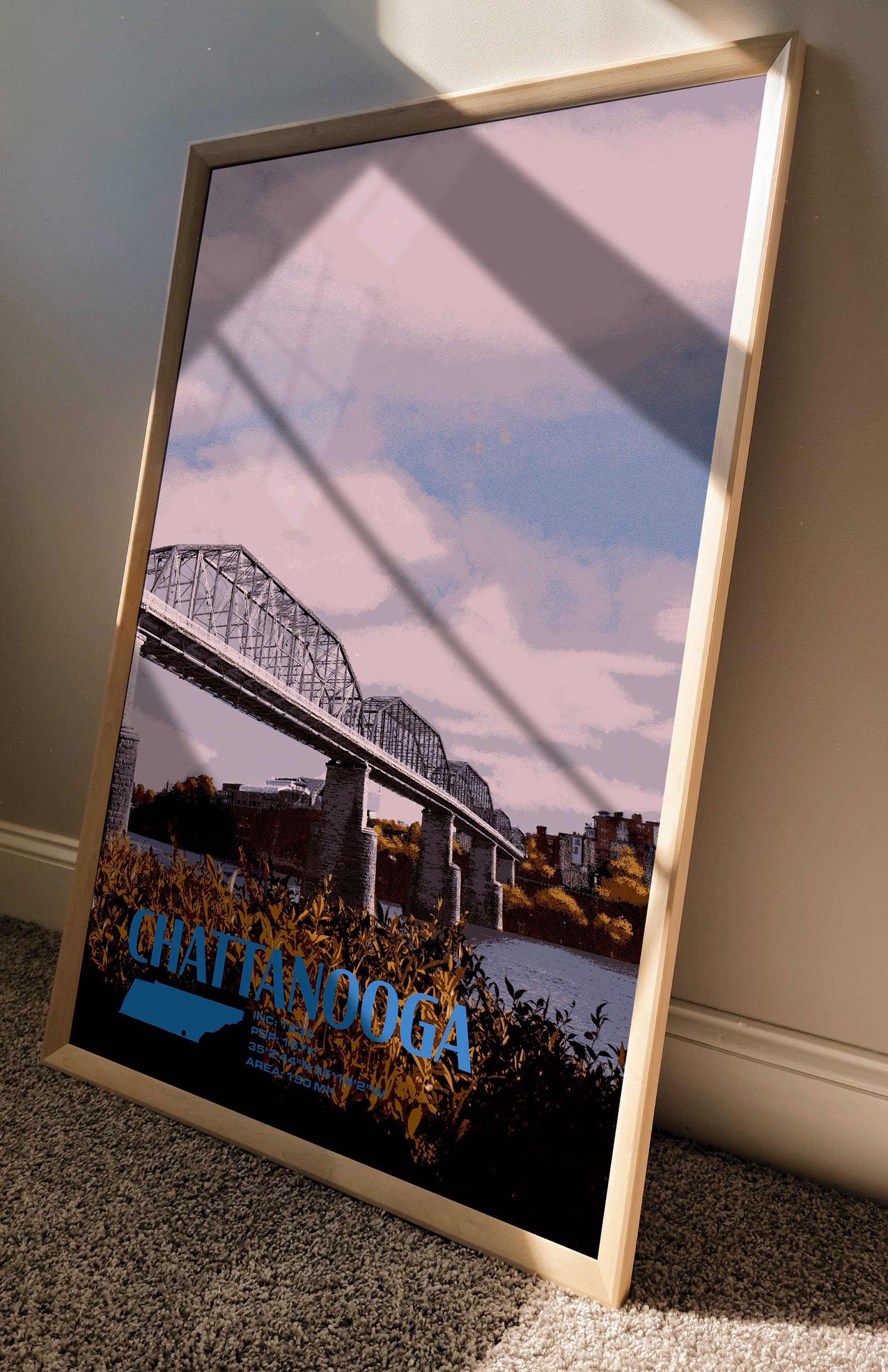 Walnut St Bridge Chattanooga TN Retro Travel Art Poster - Etsy UK