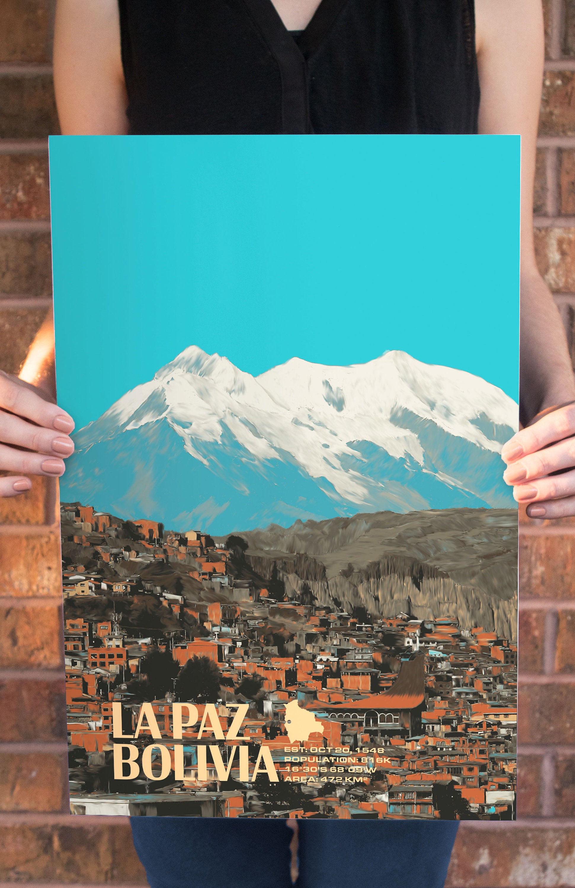 La Paz Bolivia Retro Travel Art Poster | Etsy
