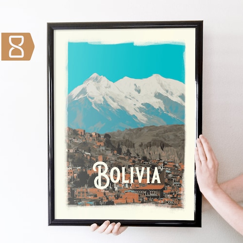 La Paz Bolivia Retro Travel Art Poster - Etsy