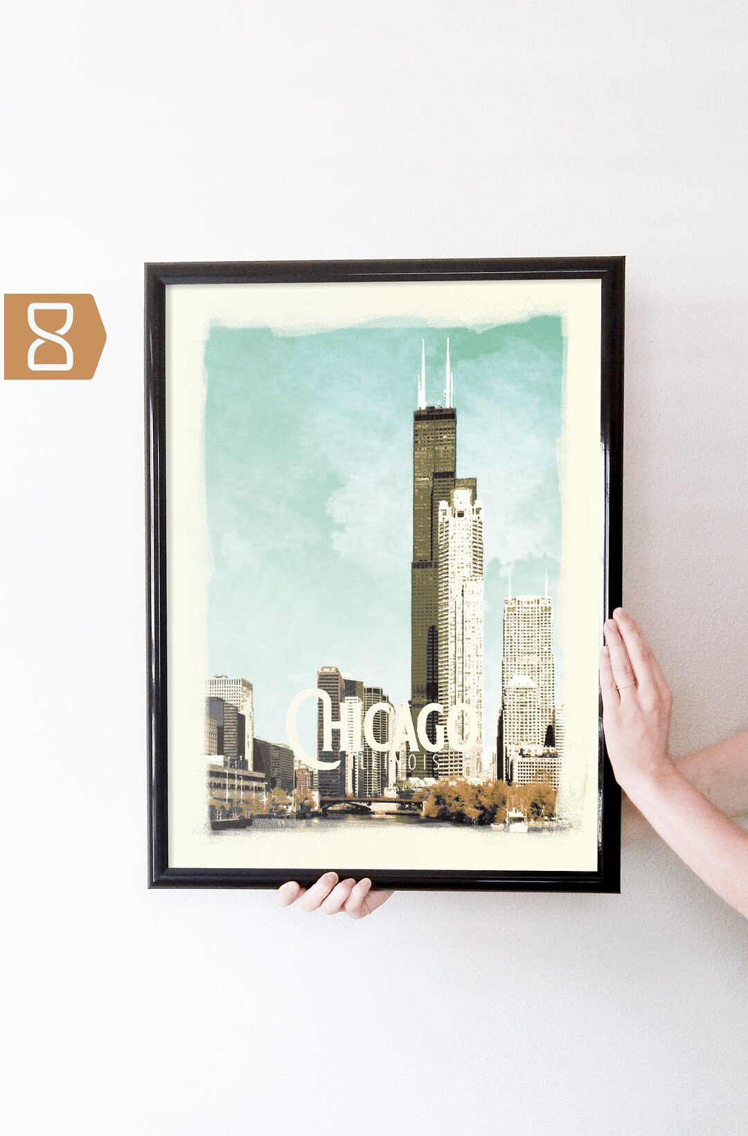 Chicago, Illinois Retro Travel Art Poster Modern Home Decor 11x17 18x24 ...
