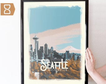 Seattle Retro Poster - Etsy