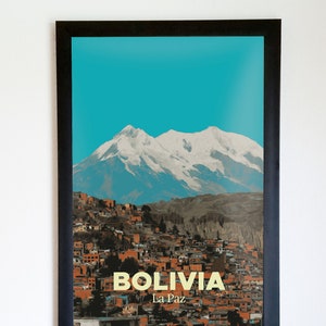 La Paz, Bolivia Retro Travel Art Poster Modern Home Decor 11x17 18x24 ...