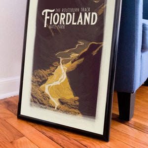 Fiordland National Park, New Zealand Travel Retro Travel Art Poster ...