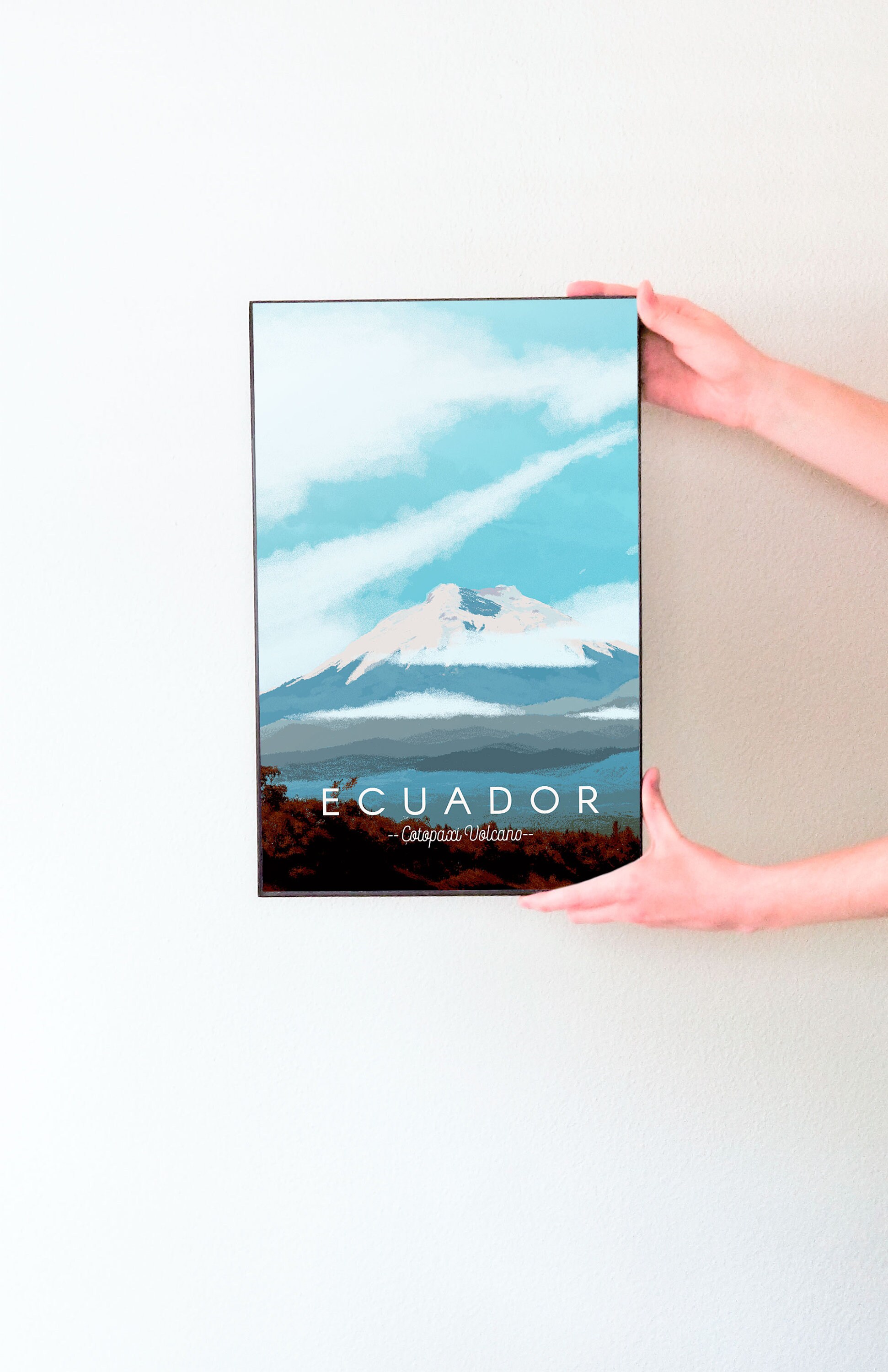 Cotopaxi Volcano Ecuador Retro Travel Art Poster | Etsy