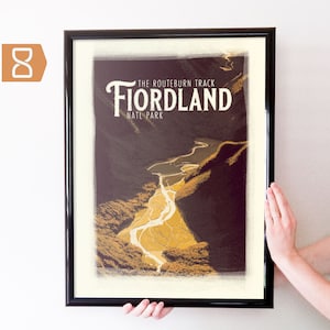 Fiordland National Park, New Zealand Travel Retro Travel Art Poster ...