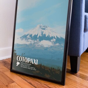 Cotopaxi Volcano, Ecuador Retro Travel Art Poster Modern Home Decor ...