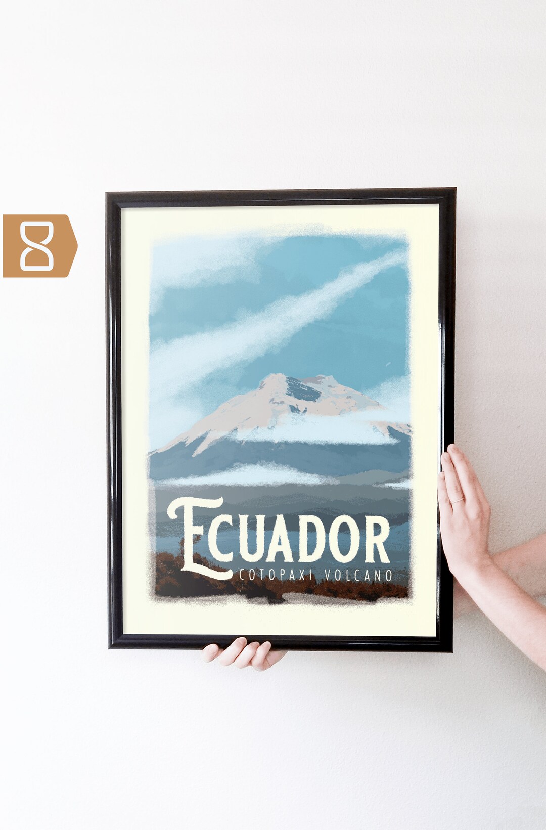 Cotopaxi Volcano, Ecuador Retro Travel Art Poster Modern Home Decor ...
