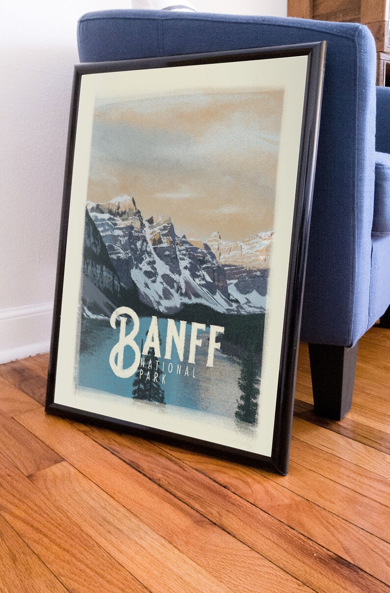 Banff National Park Retro Travel Art Poster - Etsy
