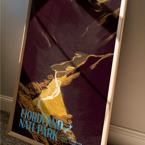 Fiordland National Park, New Zealand Travel Retro Travel Art Poster ...