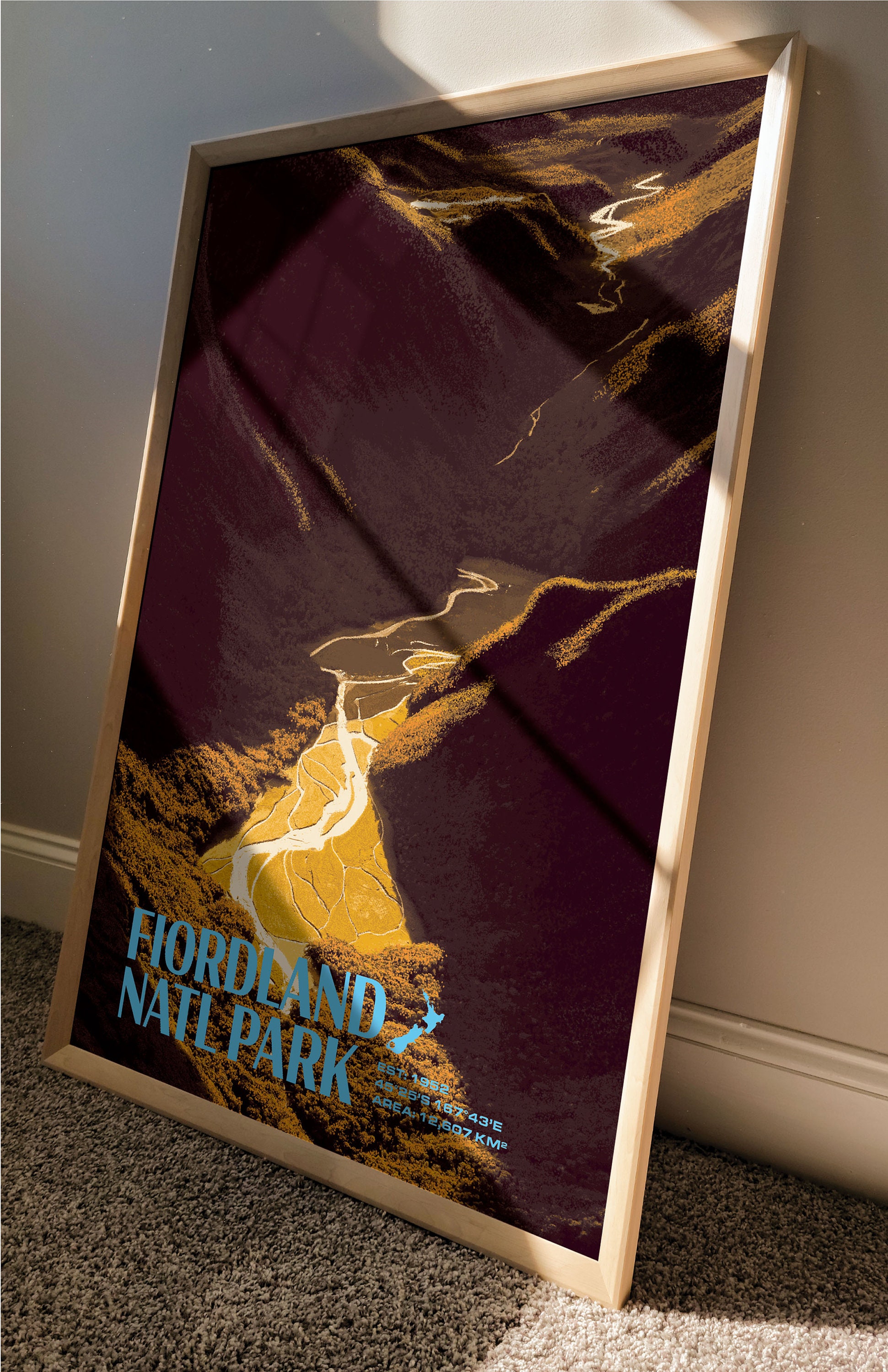 Fiordland National Park New Zealand Travel Retro Travel Art - Etsy