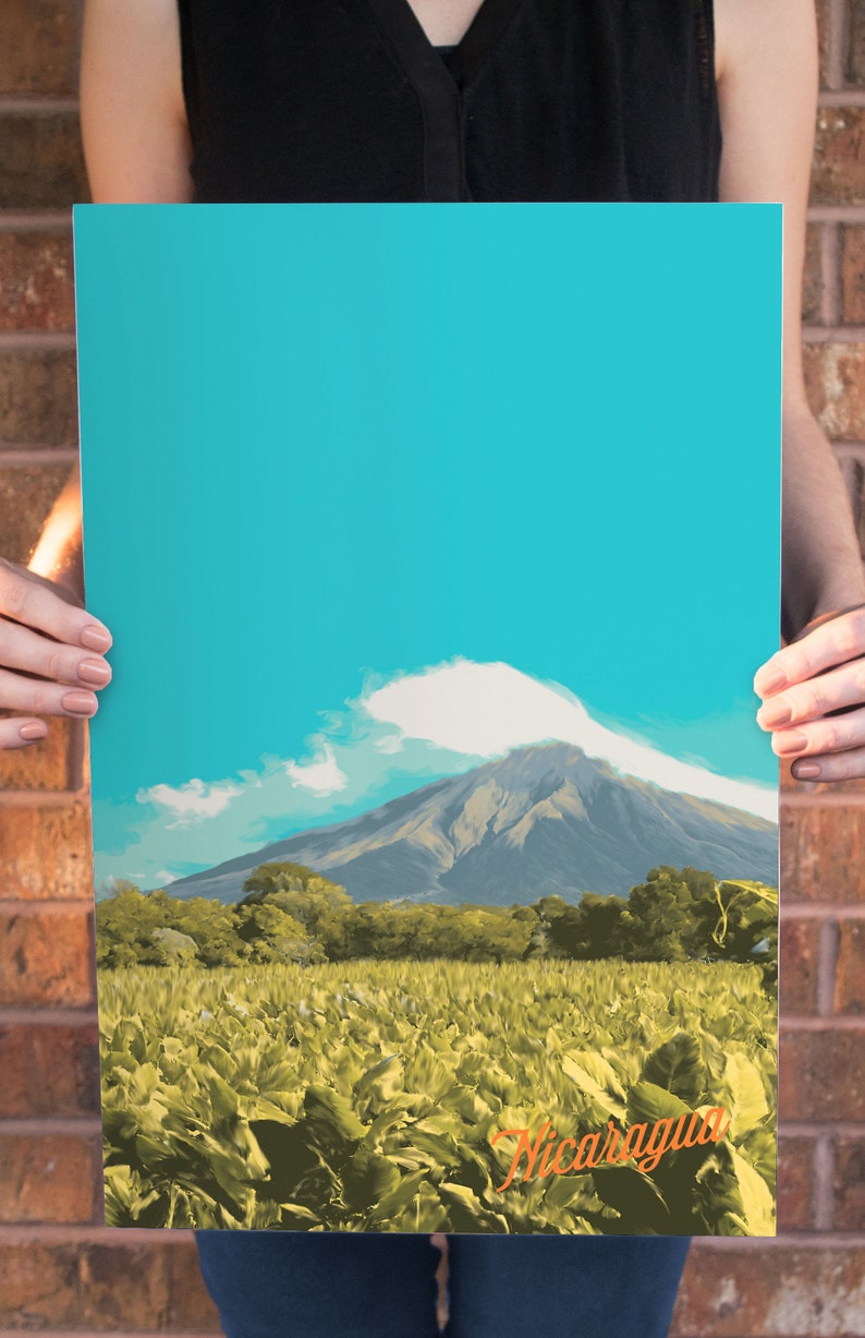 Concepcion Volcano Ometepe Nicaragua Retro Travel Art Poster - Etsy