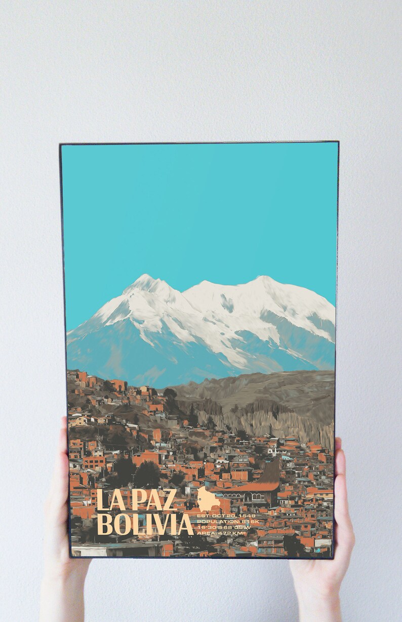 La Paz Bolivia Retro Travel Art Poster - Etsy