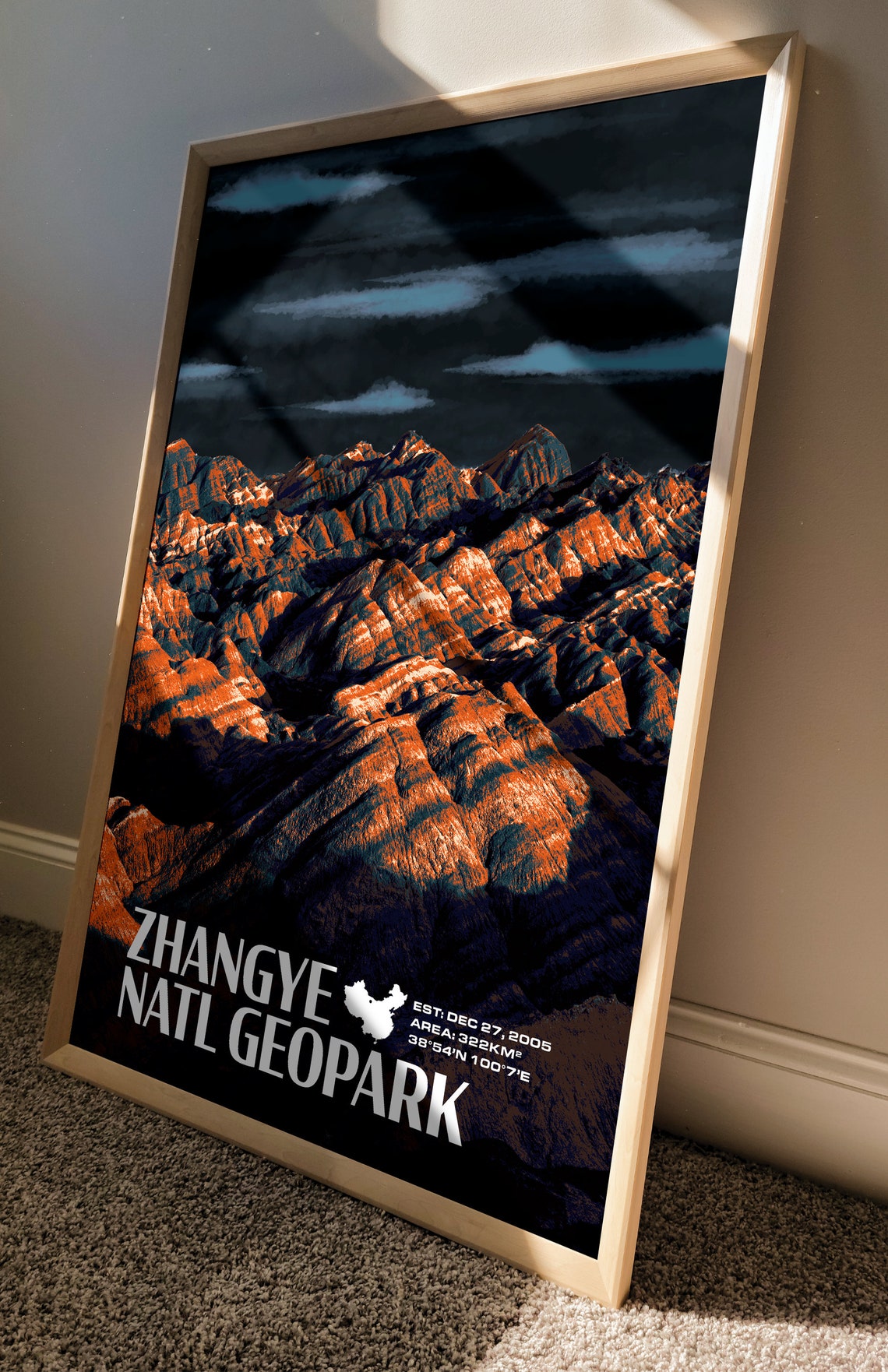 Zhangye National Geopark China Retro Travel Art Poster | Etsy