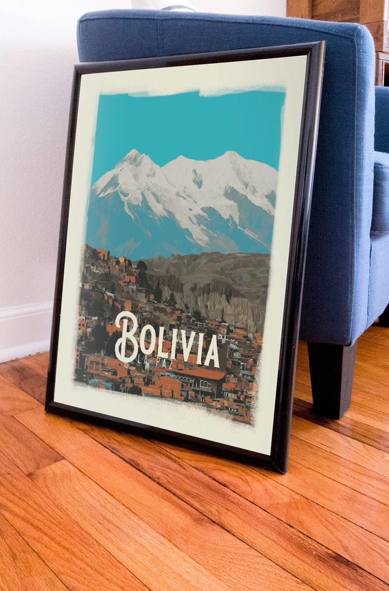 La Paz, Bolivia Retro Travel Art Poster Modern Home Decor 11x17 18x24 ...
