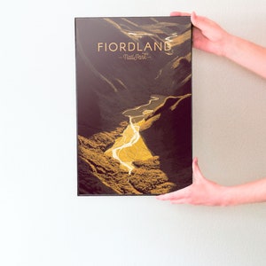 Fiordland National Park, New Zealand Travel Retro Travel Art Poster ...