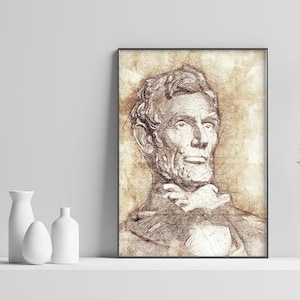 Abraham Lincoln Printable Poster, Art Print, Vintage Art, Sepia Art ...