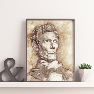 Abraham Lincoln Printable Poster, Art Print, Vintage Art, Sepia Art ...