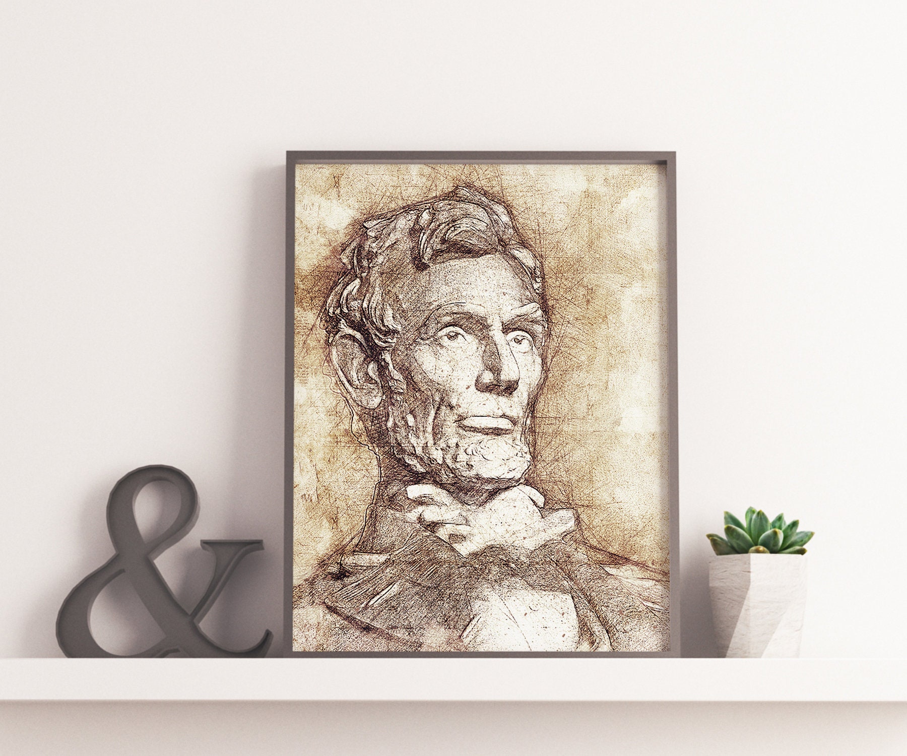 Abraham Lincoln Printable Poster, Art Print, Vintage Art, Sepia Art ...