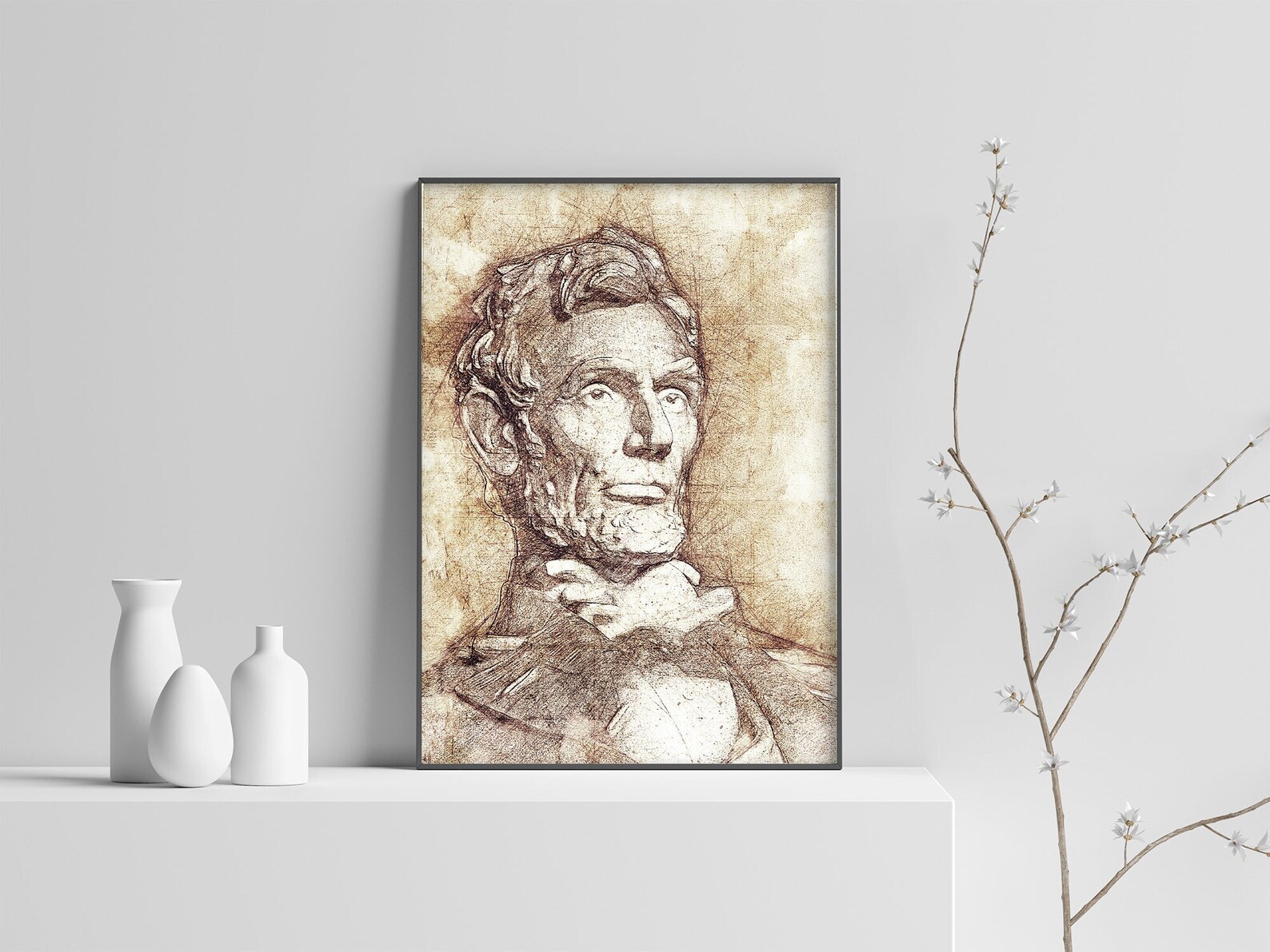 Abraham Lincoln Printable Poster, Art Print, Vintage Art, Sepia Art ...